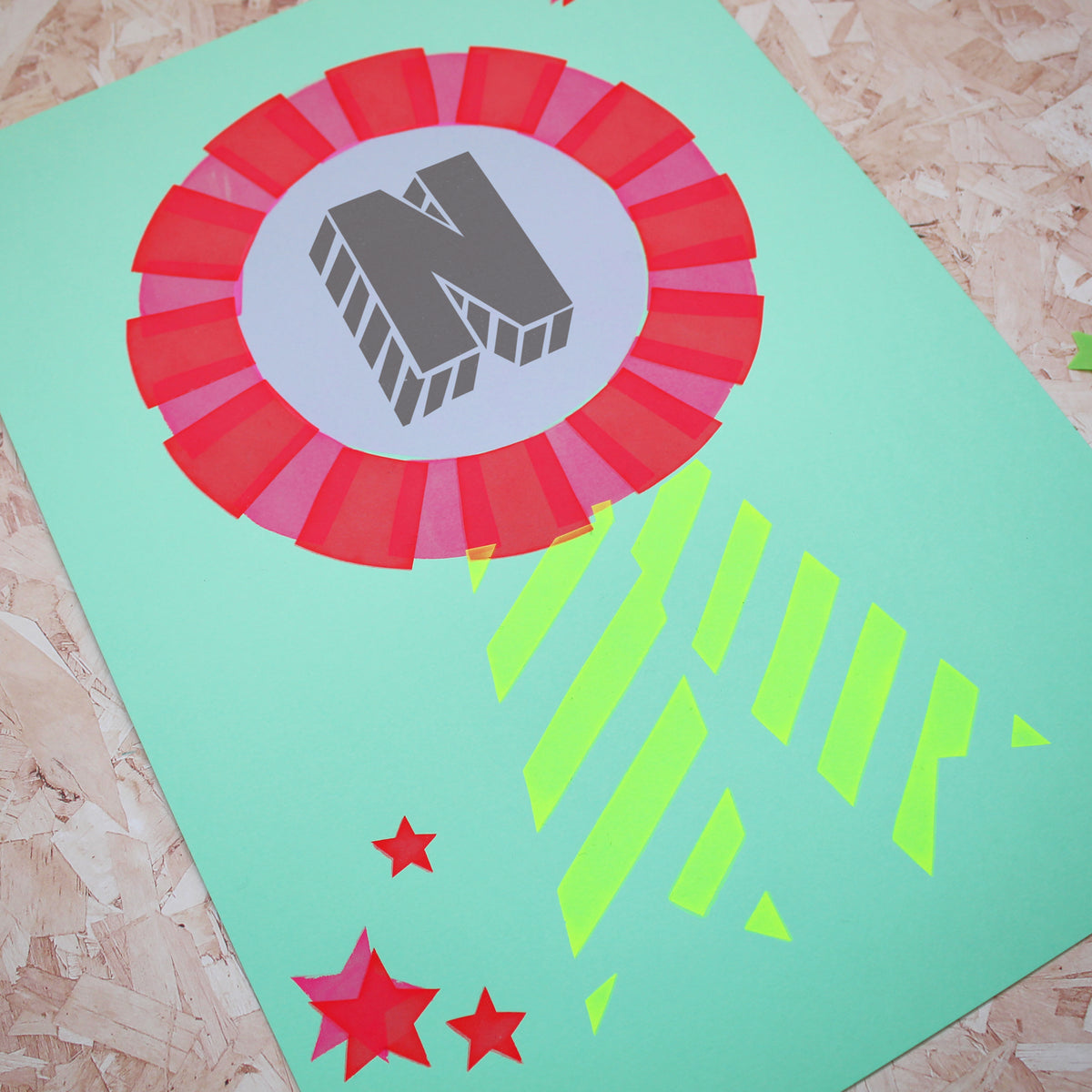 Personalised rosette screen print – Julia Staite